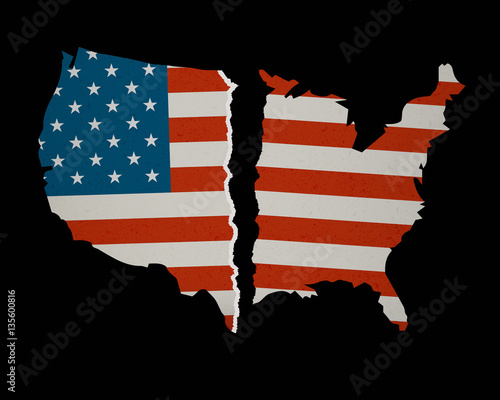 "American Flag Map torn apart - Divided we Fall" Stock image and ...
