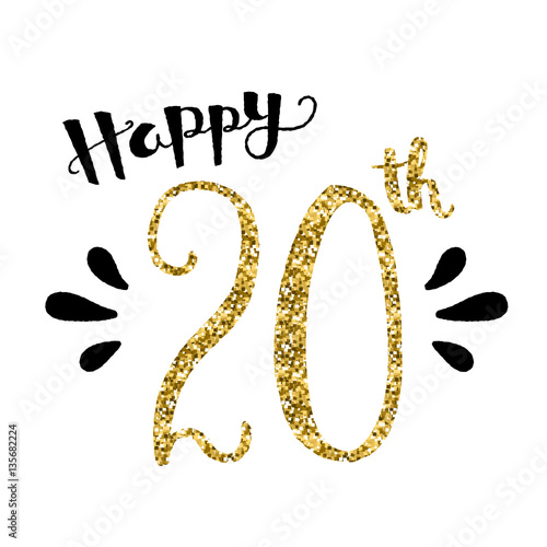 "HAPPY 20th BIRTHDAY/ANNIVERSARY Gold Glitter Card" Stock image and ...