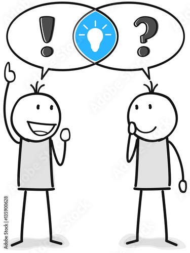 "Zwei Figuren beraten sich und sprechen miteinander dabei kommt eine ...