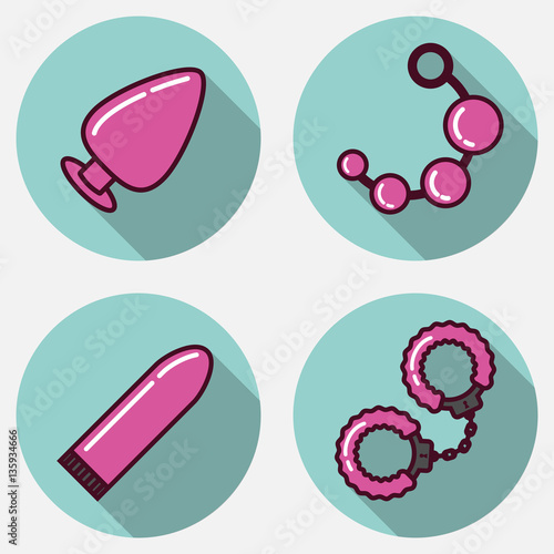 Vector Set Of Sex Toys In The Linear Flat Style Imagens E Vetores De