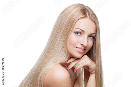 "Beautiful girl with silky blond hair" Stock photo and royalty-free ...