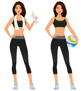 Cartoon Woman Exercising