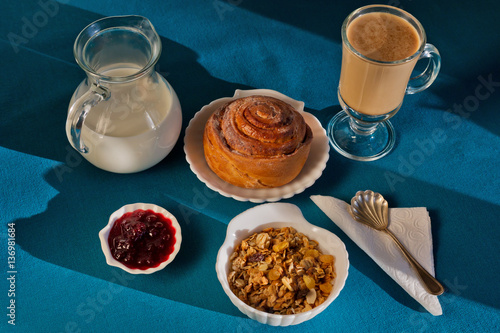 Light Breakfast In Morning Sunlight Stock Photo And Royalty free light-breakfast-in-morning-sunlight-stock-photo-and-royalty-free
