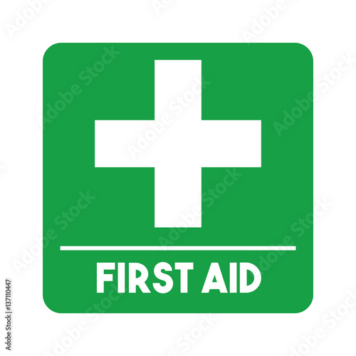 "first aid emblem with cross icon over white background. colorful ...