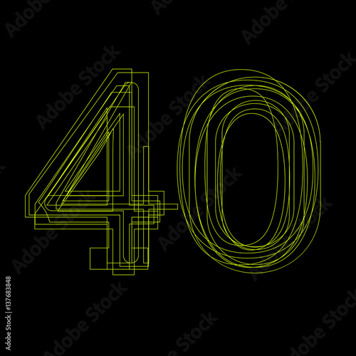 "Vector sign linear fluorescent number 40, green light on black ...