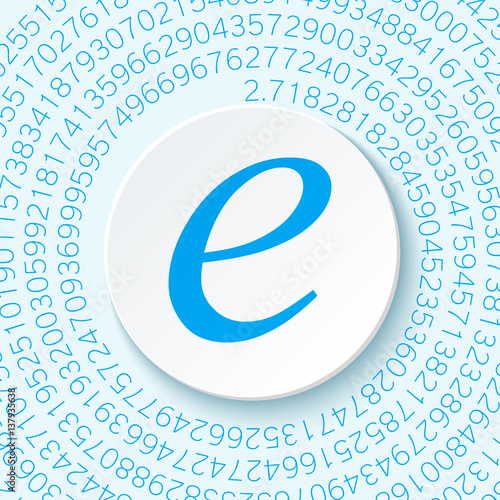 "Euler's number with a shadow on a digital background. Mathematical ...