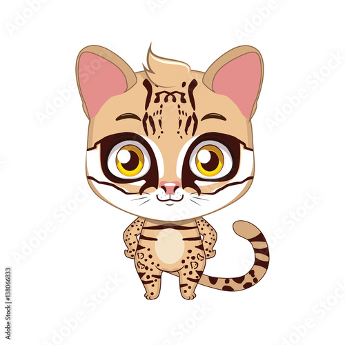 "Cute stylized cartoon ocelot illustration ( for fun educational ...