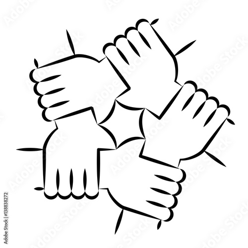 "Vector Illustration Of Five Human Hands Holding Eachother For ...