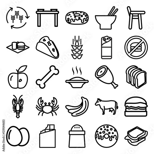 "Set of 25 eat outline icons" Stock image and royalty-free vector files ...