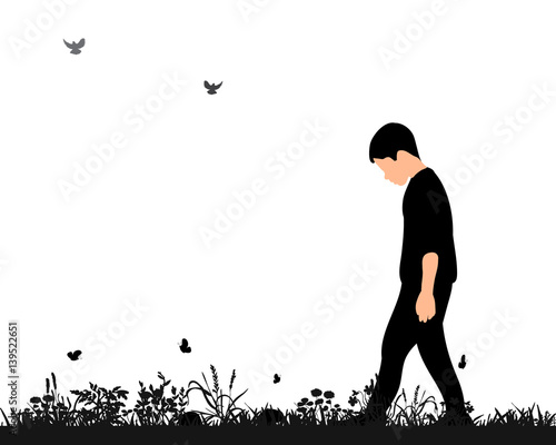 "silhouette of a sad boy" Stock photo and royalty-free images on ...