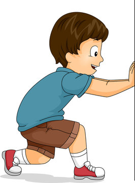 Children Pushing Each Other Clipart