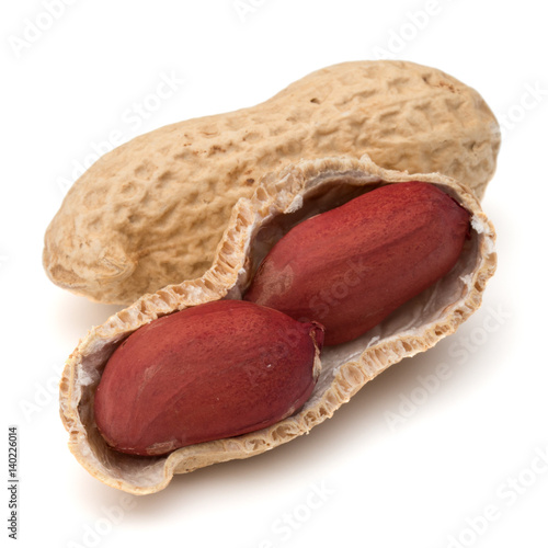 "Opened and whole peanut or groundnut pod isolated on white background ...