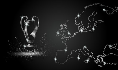 Fondo brillante de la eurocopa con una pelota y ganadores | Vector Gratis