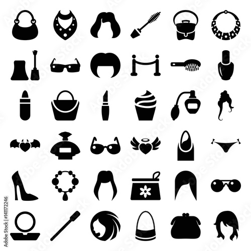 "Set of 36 glamour filled icons" Stock image and royalty-free vector ...