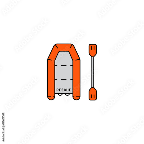 "Flat vector icon Life raft in cartoon style isolated on white ...