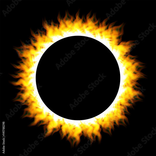 "Burning fire circle isolated on black background, Round shape ...