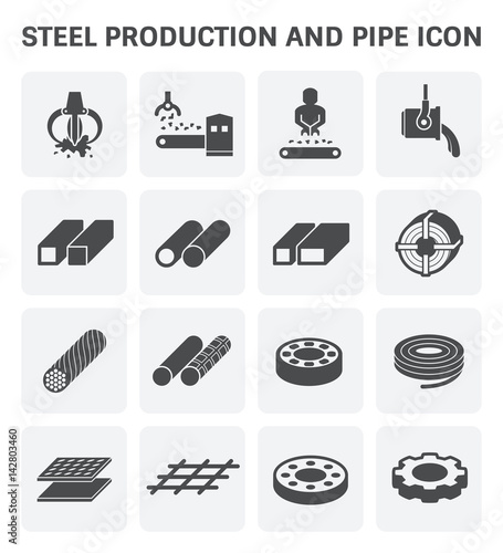 "Steel and metal production industry vector icon set." Stockfotos und ...