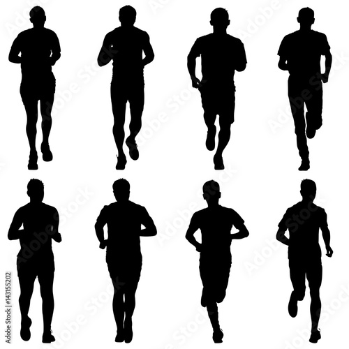 Running Man Isolated Vector Silhouette Sprinting Young