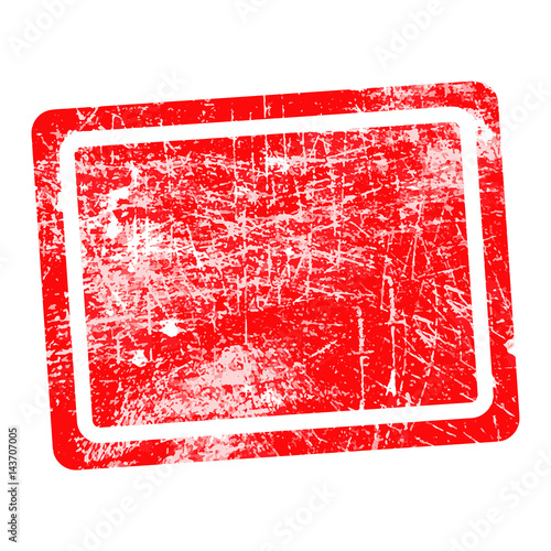 Completed Red Square Grunge Stamp On White Stock Illustration