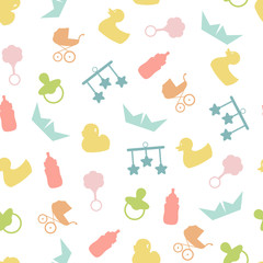 Sewing fabric with Vector seamless pattern of baby color icons and ...
