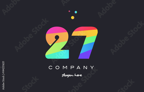 "27 twenty seven colored rainbow creative number digit numeral logo ...