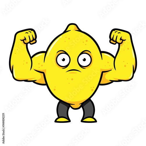 "Cartoon Muscular Lemon Flexing Arms Vector Illustration" Stock image and royalty-free vector ...