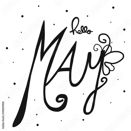 "Hello May word lettering vector illustration" Stock image and royalty ...