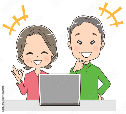パソコンを使うシニアのイラスト Imagens E Vetores De Stock Royalty Free No Fotolia