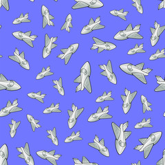 Sewing fabric with Seamless Aircraft Blue Background. Concept Airplane ...