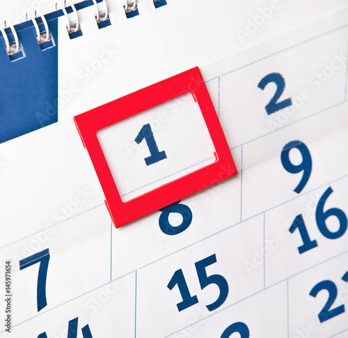 "The first of the month in red on the calendar" Stock photo and royalty ...