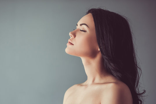 Woman Face Profile Eyes Closed