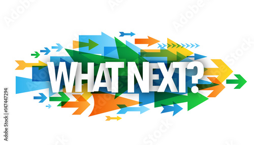 "WHAT NEXT? icon with arrows background" Stock image and royalty-free ...