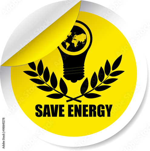 "Save energy yellow Label, Sticker, Tag, Sign And Icon Banner Business ...