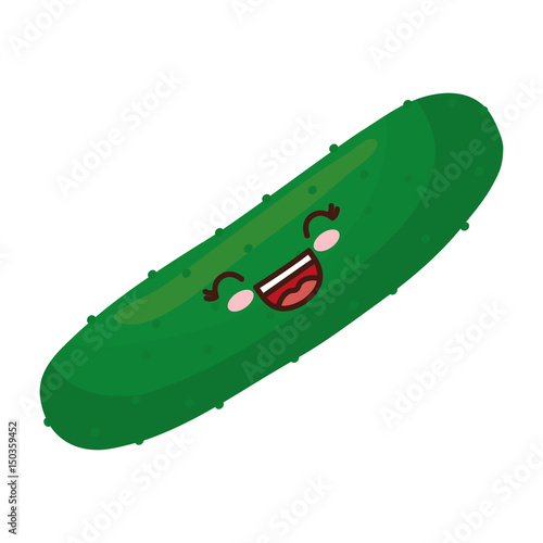 "kawaii cucumber vegetable icon over white background. vector ...