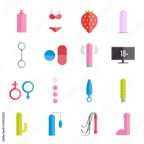 Collection Of Vector Flat Sex Toys Icons For Web Print Mobile Apps