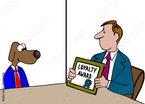 "Business cartoon about a worker receiving the loyalty award from his ...