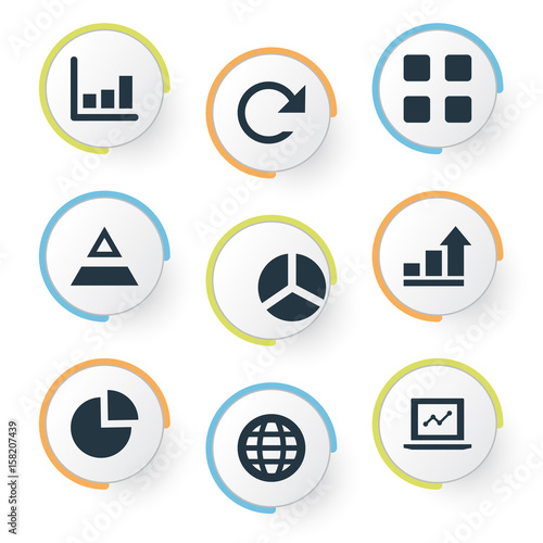 "Vector Illustration Set Of Simple Diagram Icons. Elements World, Line ...