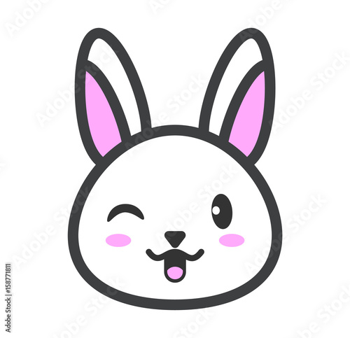 "Cute and tender rabbit. White rabbit kawaii. Cartoon style. Vector ...