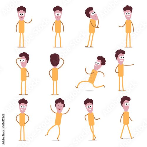 "set of a joyful simple character in different poses" Stock image and ...