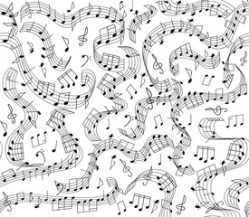 Sewing fabric with Musical vector seamless pattern with handwritten ...