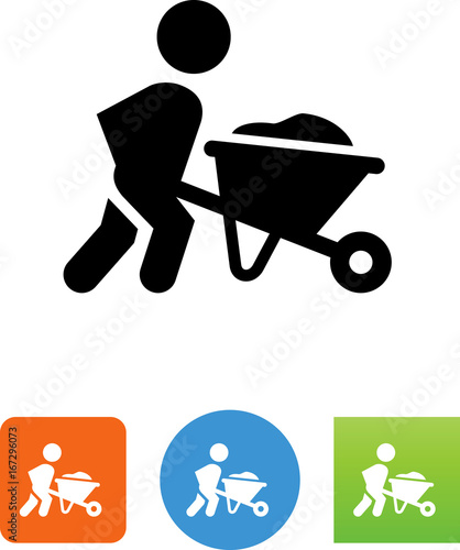 "Person Pushing A Wheelbarrow Icon - Illustration" Stock image and ...