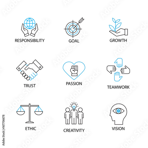 "Modern Thin Line Icon and Pictogram, Business Core Value Concept, Flat ...