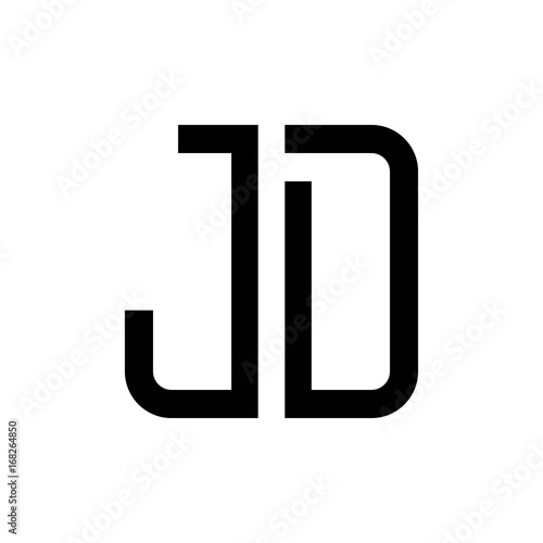 "initial letters logo jd black monogram square rounded shape vector ...