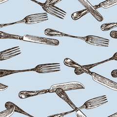 Sewing fabric with Pattern of the forks and knives - CottonBee