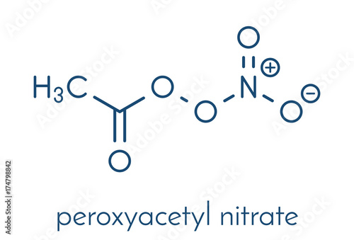 "Peroxyacetyl nitrate (PAN) pollutant molecule. Secondary pollutant ...