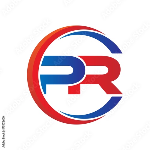 "pr logo vector modern initial swoosh circle blue and red" Stock image ...