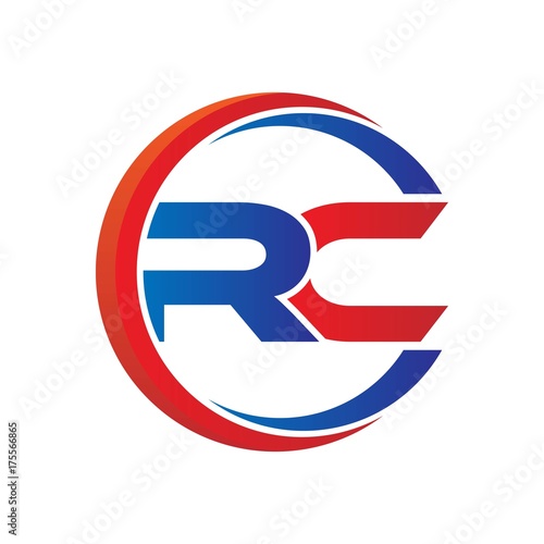 "rc logo vector modern initial swoosh circle blue and red" Stock image ...