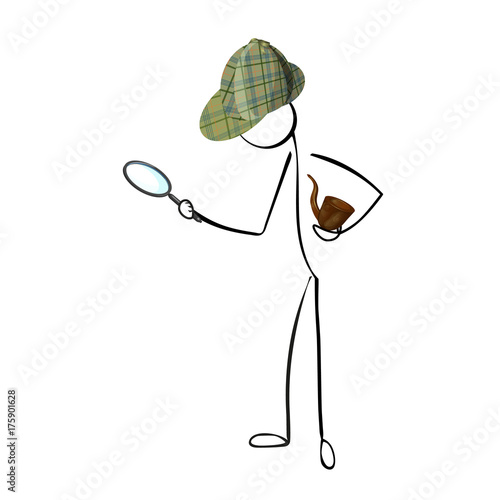 "Stickman as Sherlock Holmes" Stock image and royalty-free vector files ...