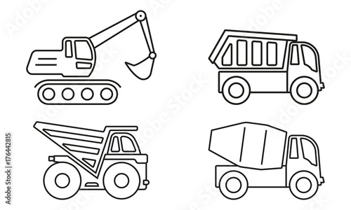 Construction Vehicles Clipart Black And White