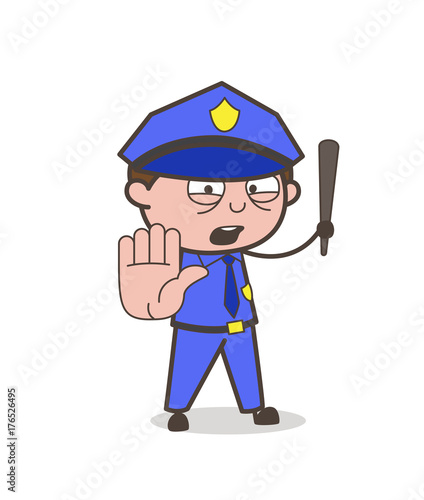 "Cartoon Traffic-Police Stop Sign Vector" Stock image and royalty-free ...